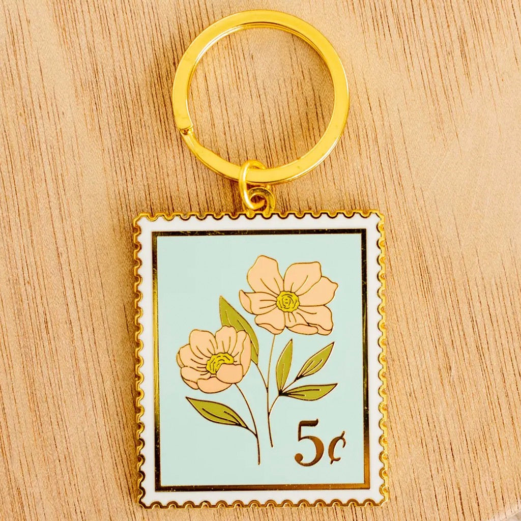 Light Blue Floral Stamp Keychain | Elyse Breanne Design – Outer Layer