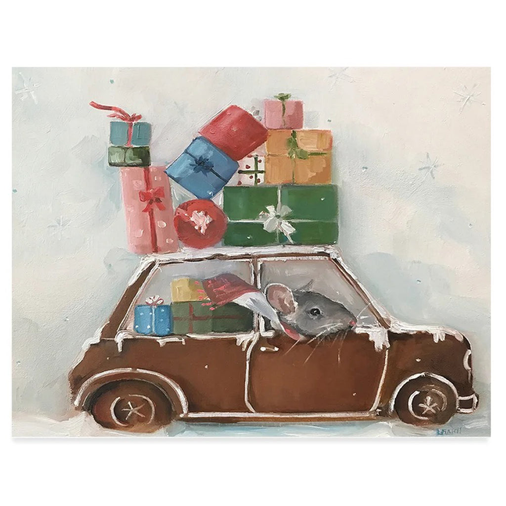 Littlest Packages Mouse In Car Card | Halfpenny Postage – Outer Layer