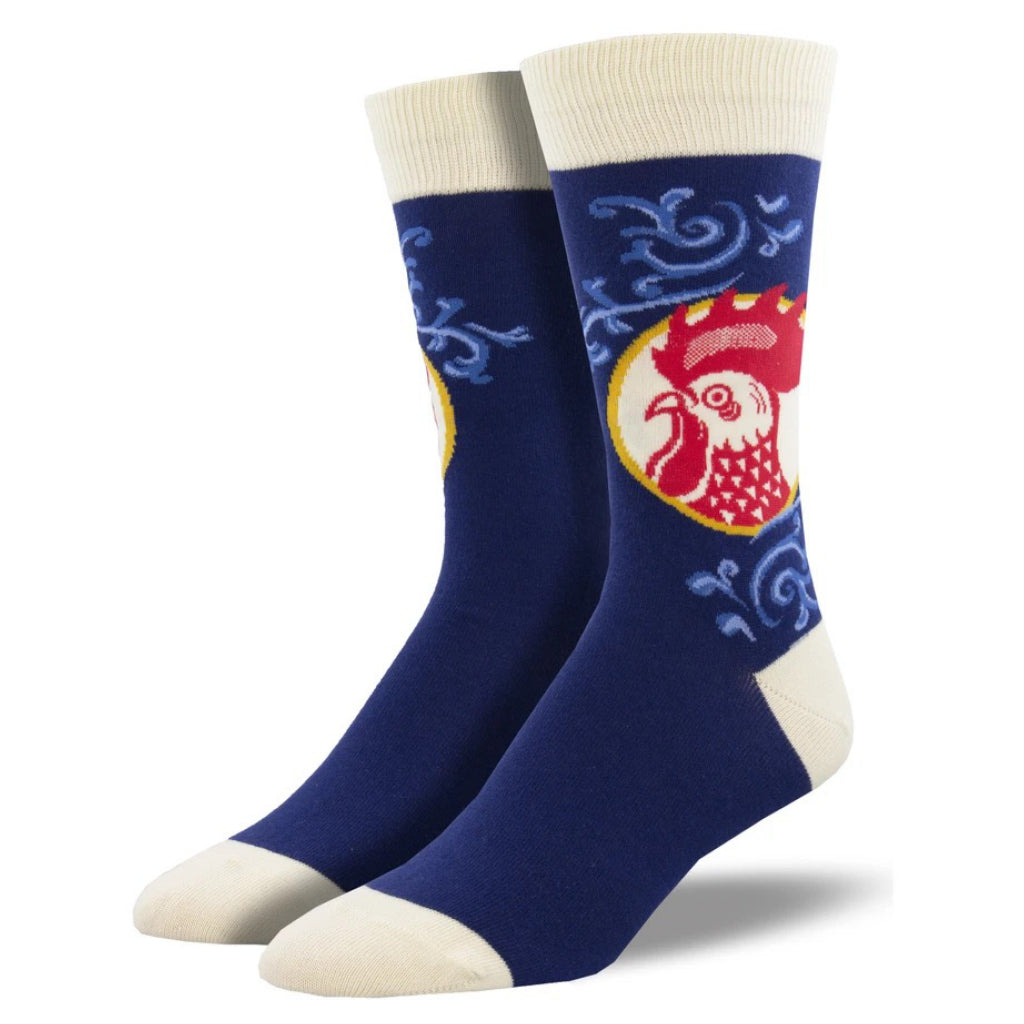 Men's Red Rooster Socks Blue | SockSmith – Outer Layer
