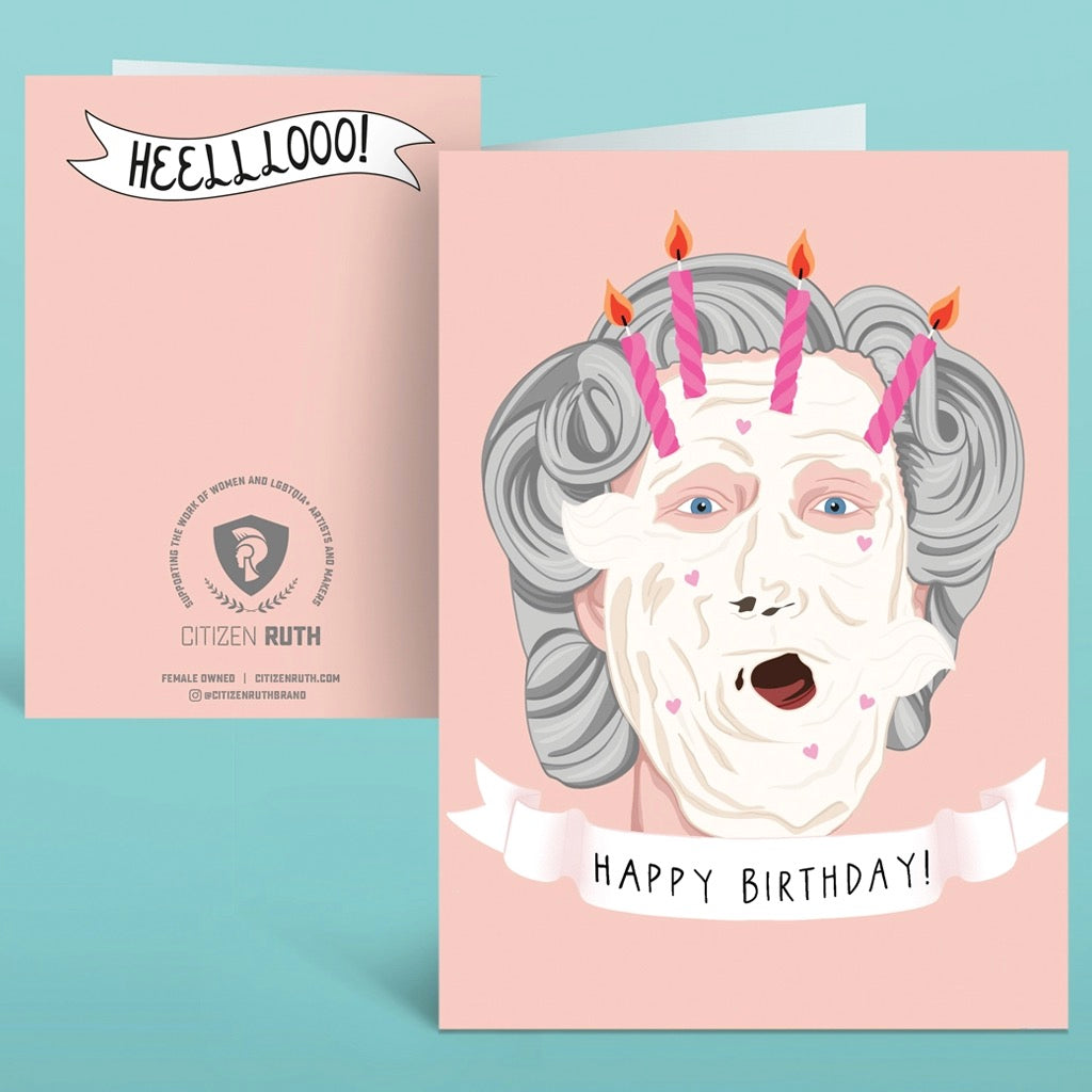 Mrs. Doubtfire Cake Face Birthday Card | Citizen Ruth – Outer Layer