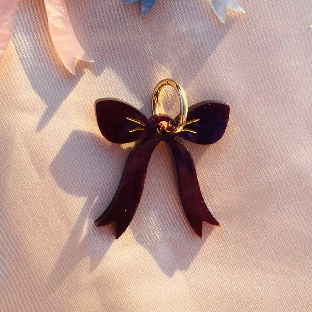 Purple Pearl Coquette Bow Hoops Earrings | Studio Nena – Outer Layer