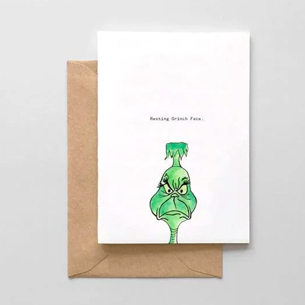 Resting Grinch Face Card | Spaghetti & Meatballs – Outer Layer