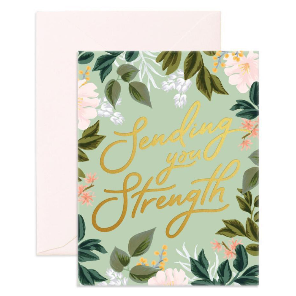 Sending You Strength Green Floral Card | Fox & Fallow – Outer Layer
