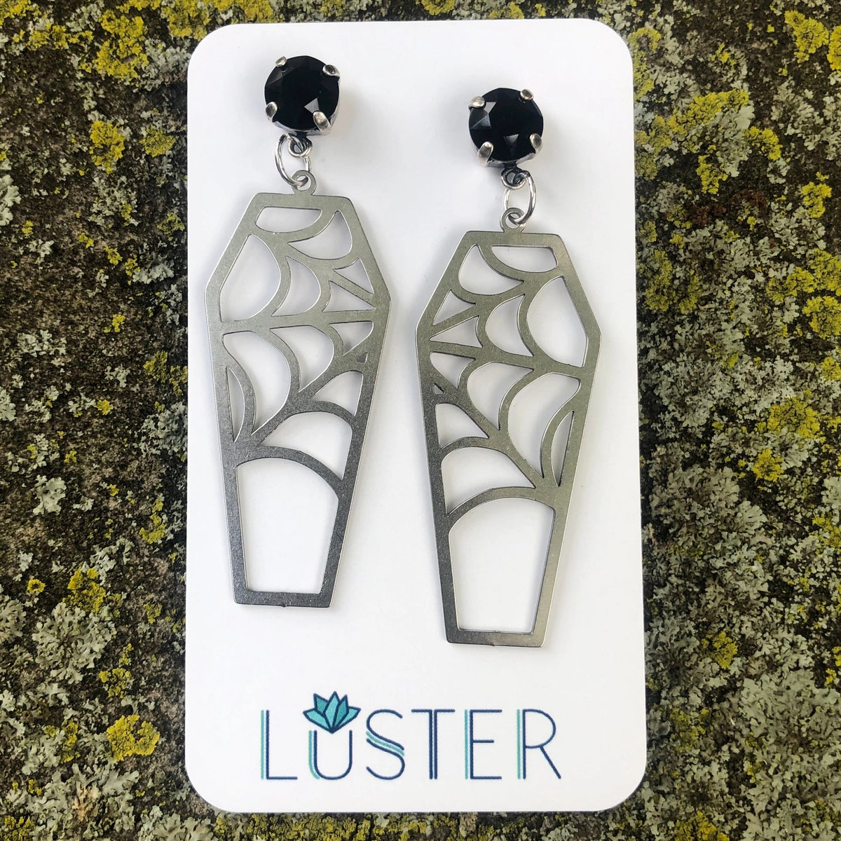 Silver Cobweb Coffin Earrings | Luster – Outer Layer