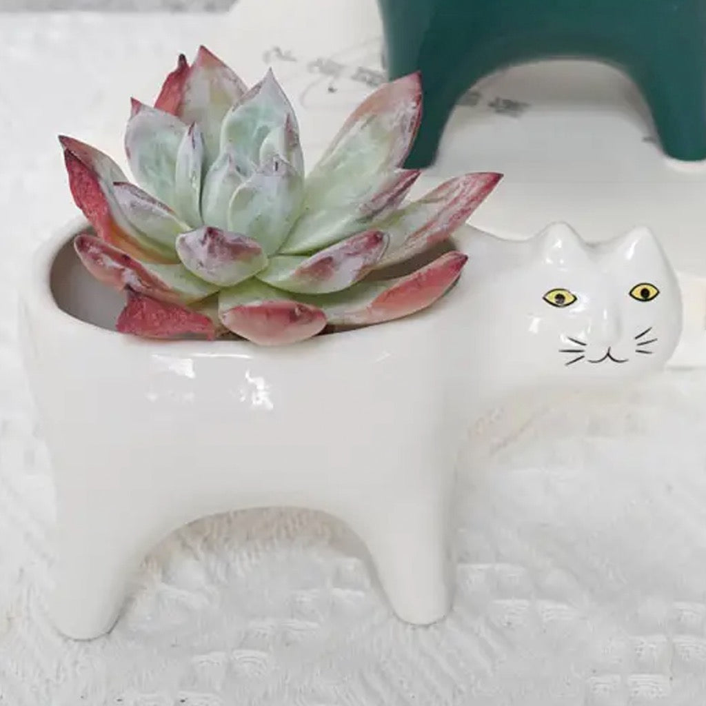 Standing Cat White Planter Pot | Springer Decor – Outer Layer