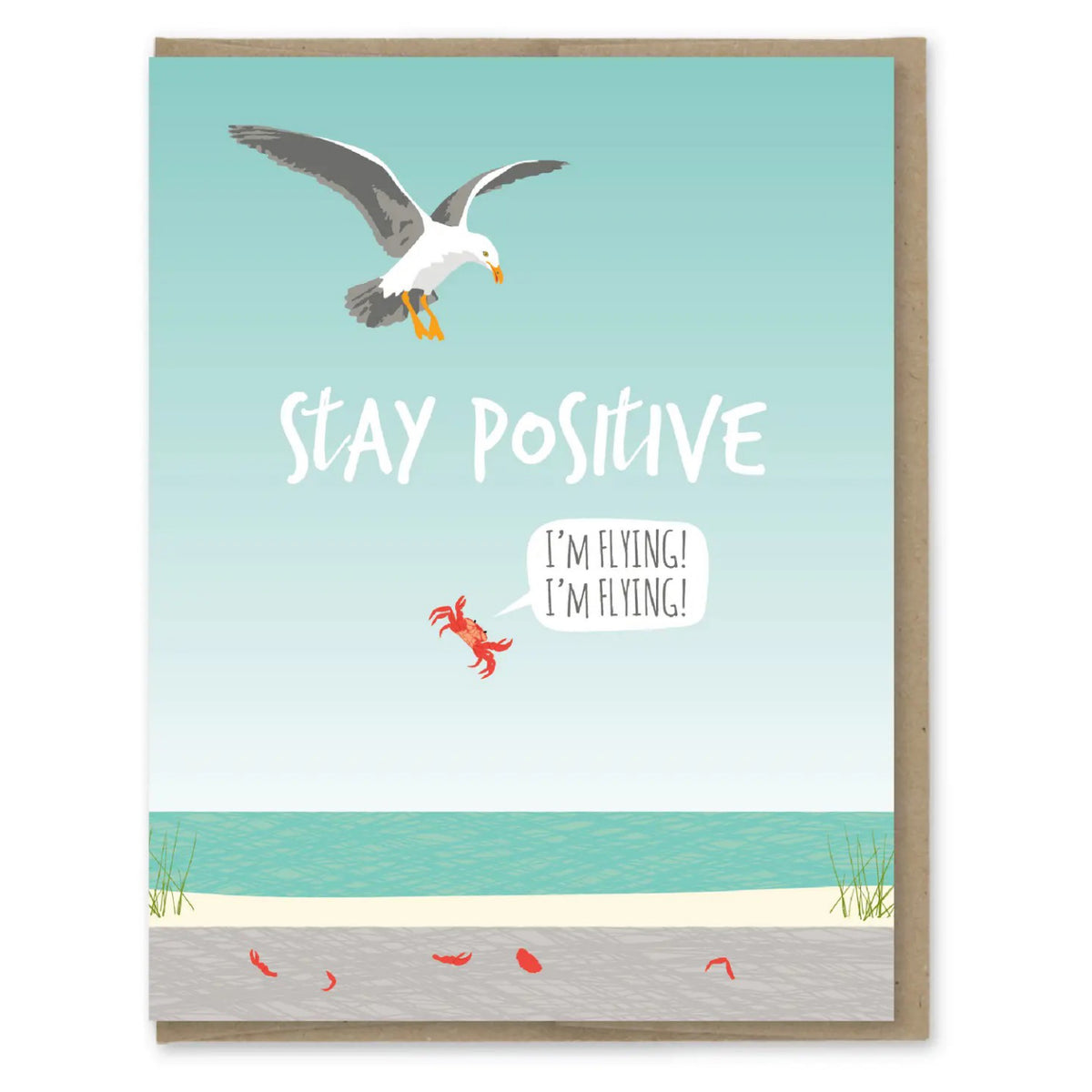 Stay Positive Seagull & Crab Card | Modern Printed Matter – Outer Layer
