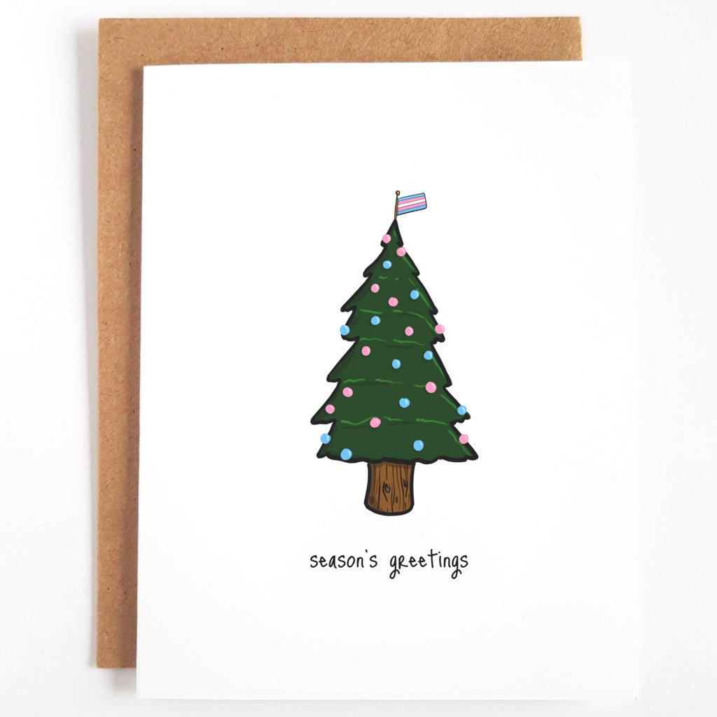 Trans Flag Christmas Tree Topper Card | Little Rainbow Paper Co ...
