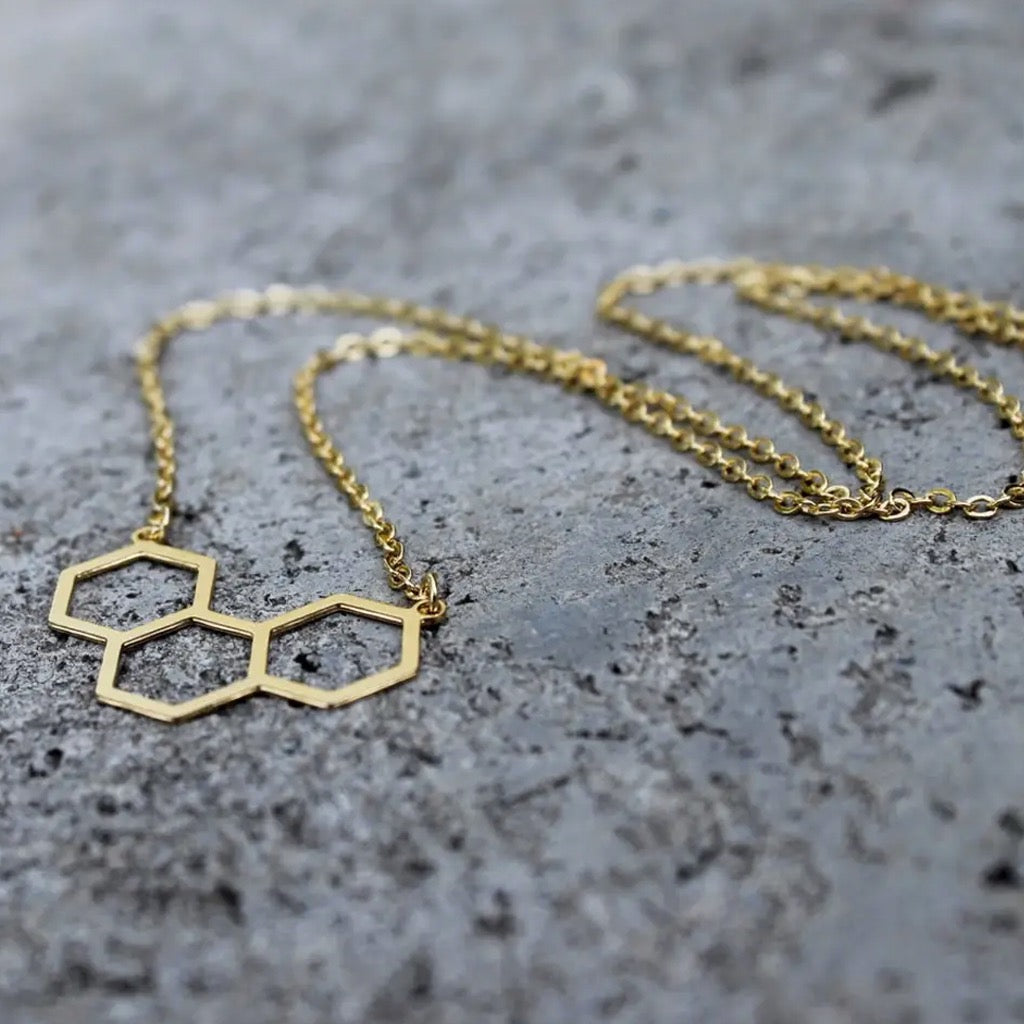 Triple Hexagon Necklace | Vintage Acorn – Outer Layer