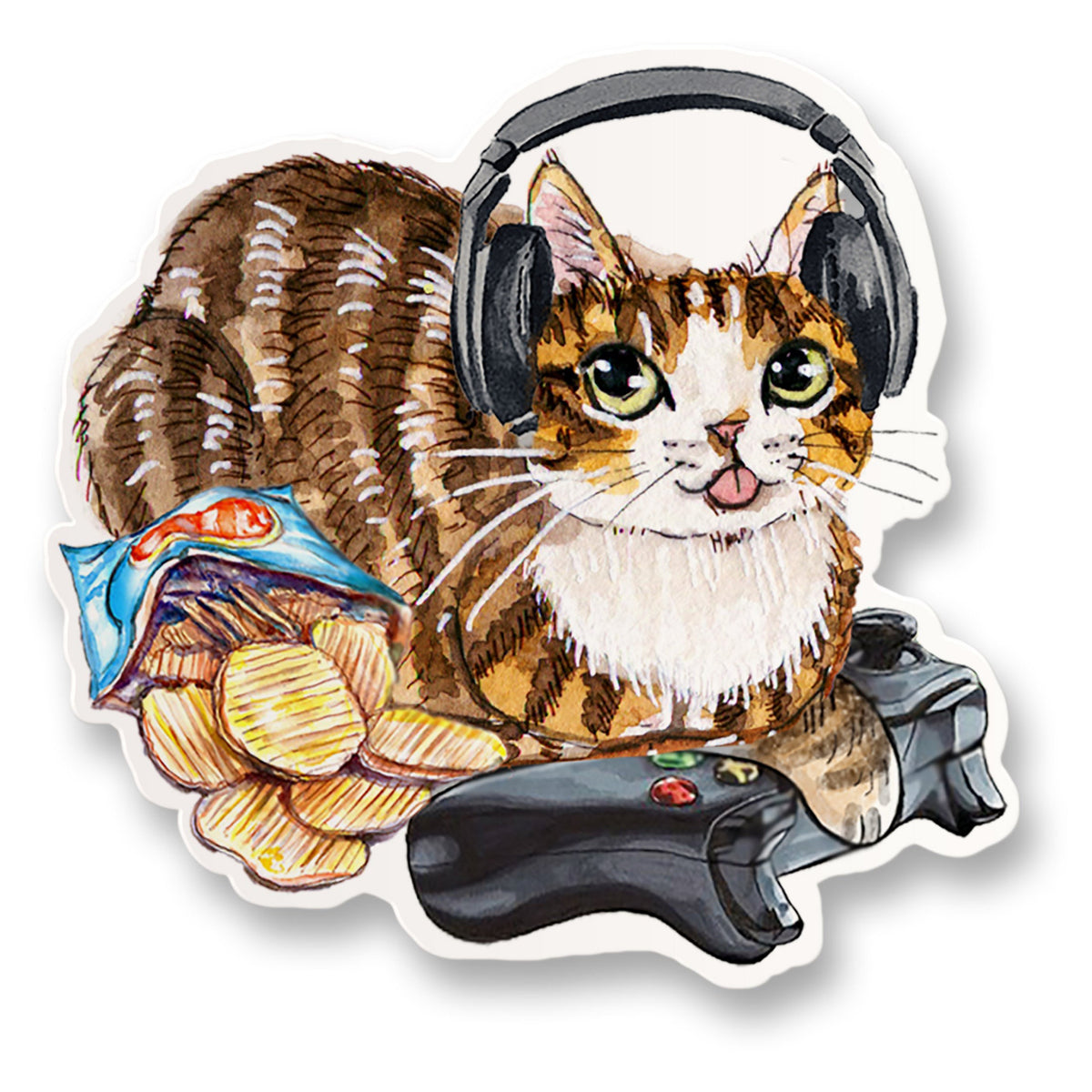 Video Gaming Cat Sticker | Liyana Studio – Outer Layer