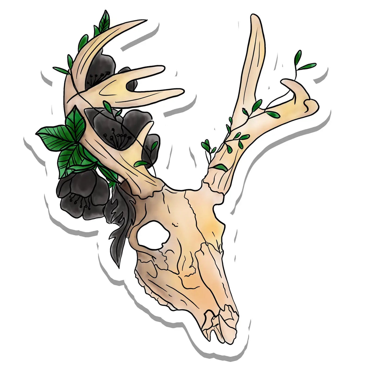 Witchy Stag Skull Vinyl Sticker | Rebel and Siren – Outer Layer