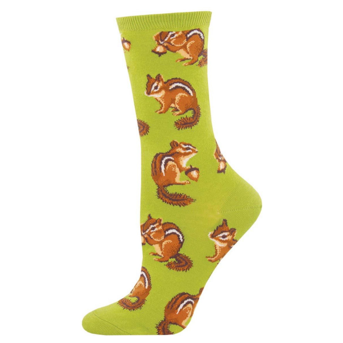 Women's Chipmunk Cheeks Crew Socks Green | SockSmith – Outer Layer