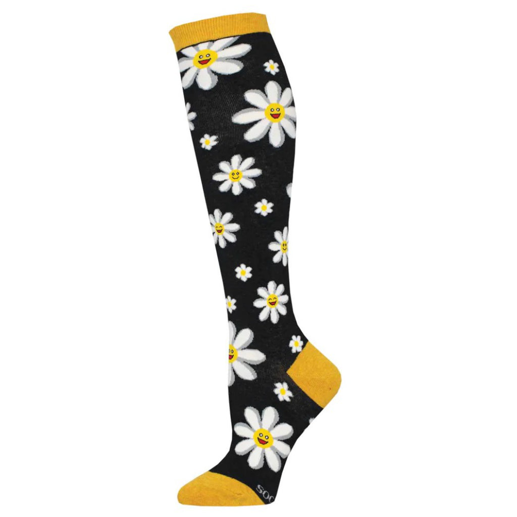 Women's Whoopsy Daisy Knee High Socks Black | SockSmith – Outer Layer