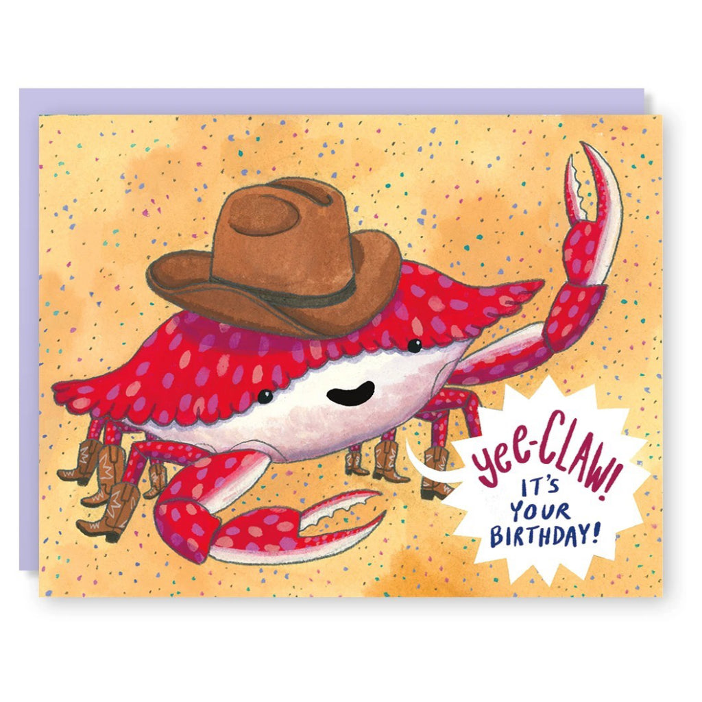 Yee-Claw Birthday Crab Card | Cactus Club Paper Goods – Outer Layer